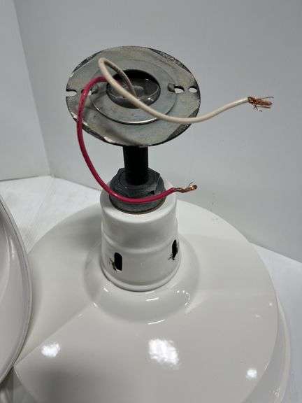 Older Industrial commercial porcelain light fixture, 16 1/2"Dia base ...