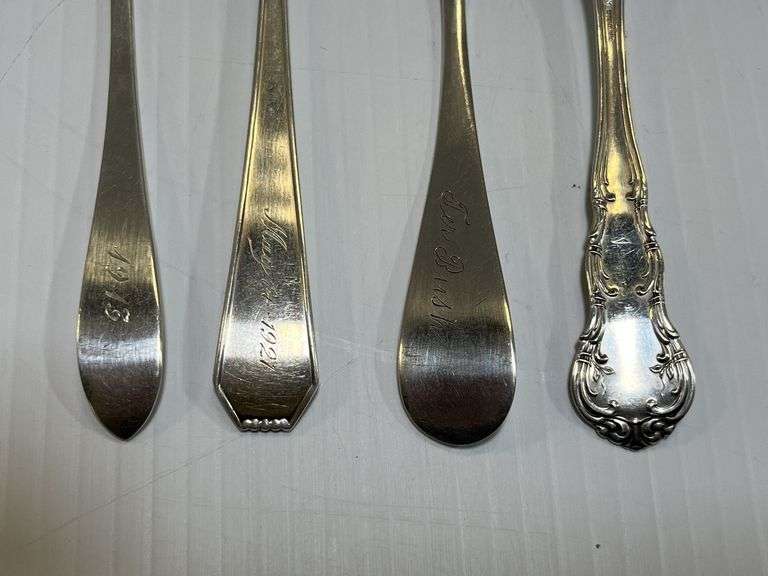 (10) Sterling spoons, all marked sterling, some quite old, 222 grams ...