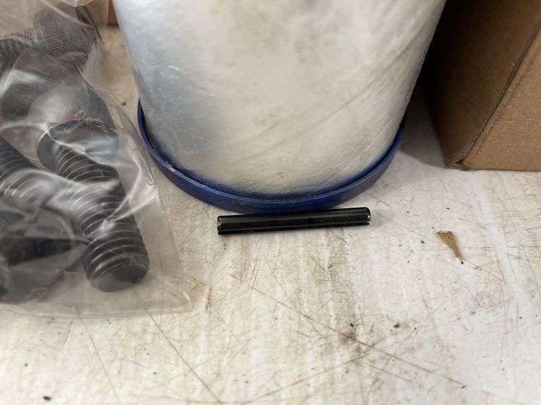 Box of assorted metric bolts, nuts, spring pins, and lock washers, all ...