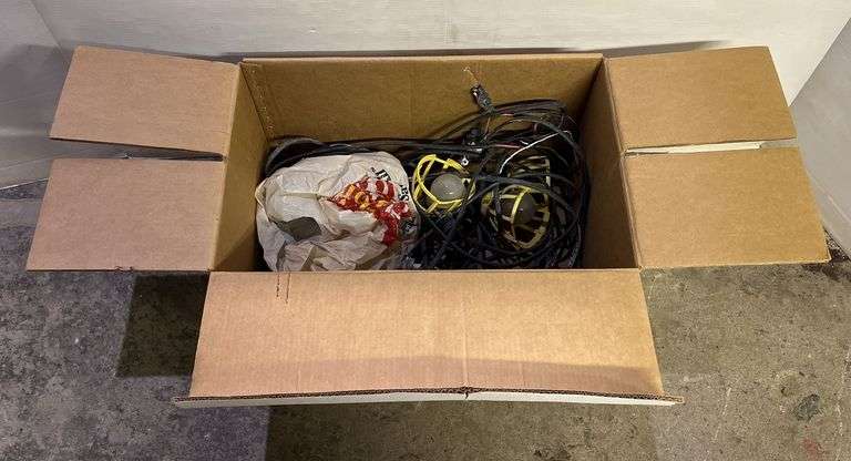 Box of Temporary Job Site String Lights - Albrecht Auction Service