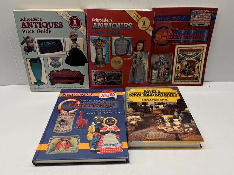 (5) Antique collectors books and price guides, include: 2- Huxford, 2 ...