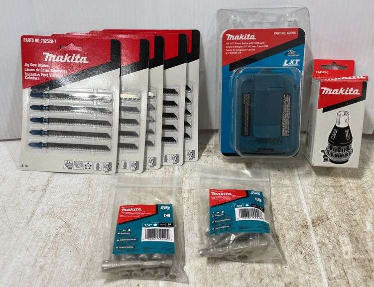 Makita accessories box items, includes: Jig saw blades, 5-packs; (10 ...