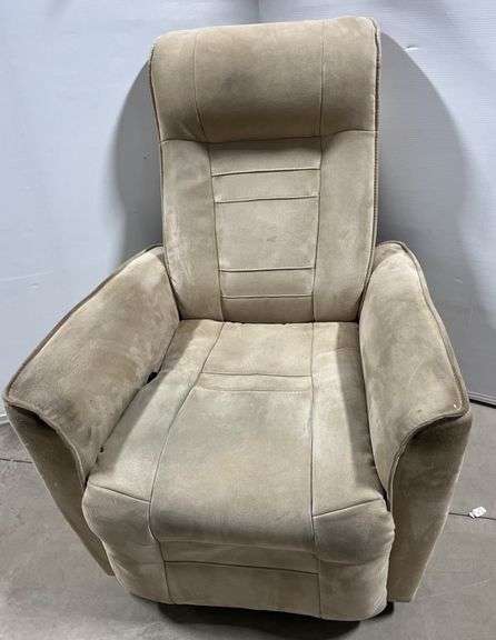 Rocker/Recliner, narrow profile, 19 3/8"W, slight discoloration on seat ...