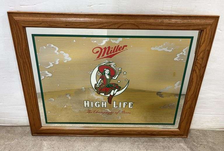 2001 Miller High Life lady on the moon bar/man cave mirror, 28" x 21 ...