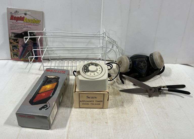 Rapid Anchor tool, multi-light, respiratory mask, Sears timer, grass ...