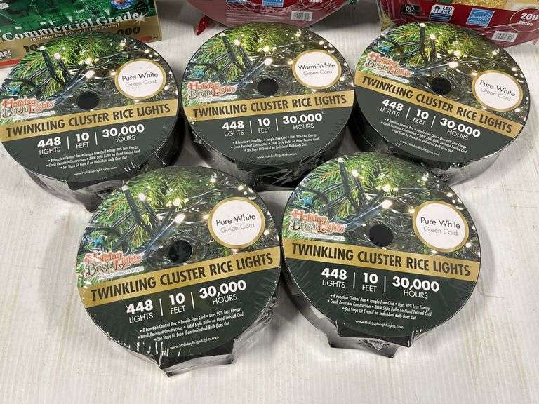 (5) Holiday Bright Lights twinkling cluster rice lights, warm white ...