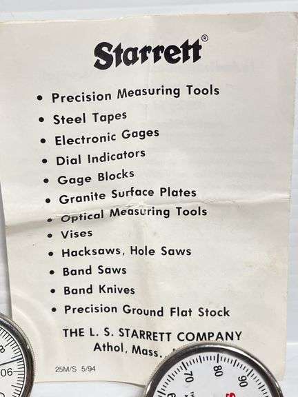 Starrett Universal Dial Test Indicator, Nos. 196 and 196 M, NOS ...