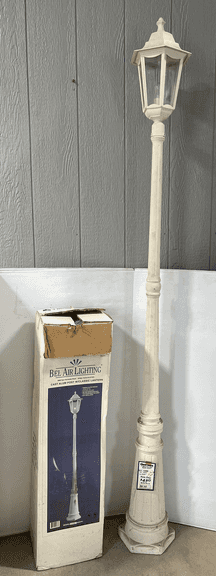 (2) Bel-Air Lighting octagon light posts/lanterns, white in color, 10 ...