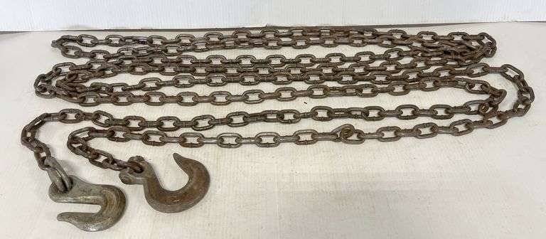 23' Chain with two hooks, heavy duty, used - Albrecht Auction Service