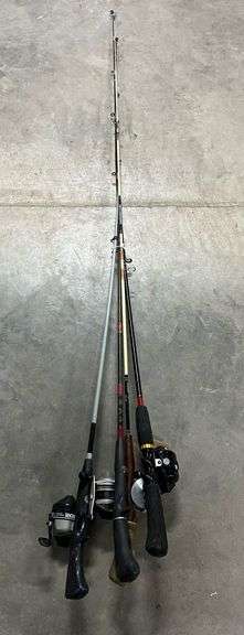 (4) Fishing poles/rods with reels, 60" to 66", good - Albrecht Auction ...