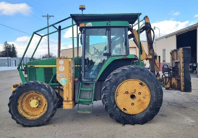 John Deere 7210 Tractor with Tiger Boom Mower, 4x4, (9400 Hours), Over ...