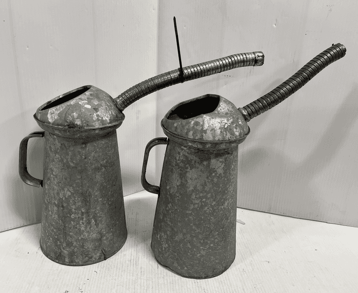 (2) Oil cans, 12"H, good - Albrecht Auction Service