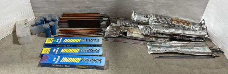 Assorted welding rods, welding material, and copper clad rods, some ...