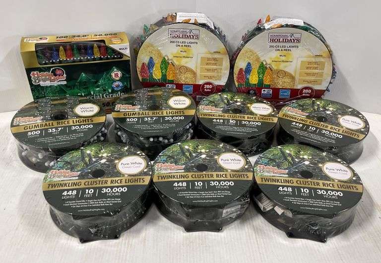 (5) Holiday Bright Lights twinkling cluster rice lights, warm white ...