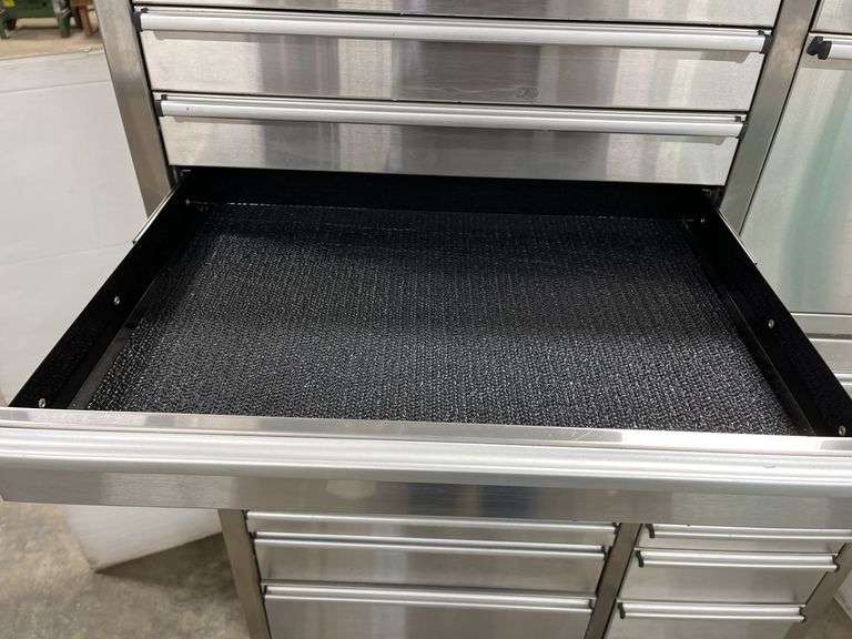 CSPS stainless steel nine-drawer rolling toolbox with flip-open top ...