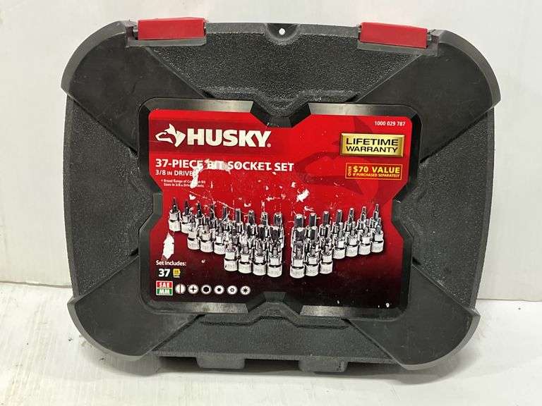 Husky 37-piece 3/8" drive bit socket set, slotted, phillips, poz, torx ...