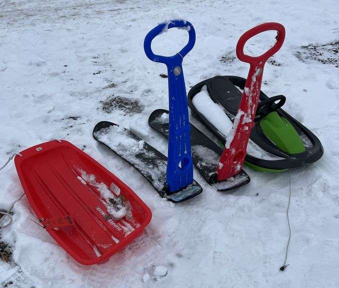 (4) Sleds, 34" to 38"L, have wear - Albrecht Auction Service