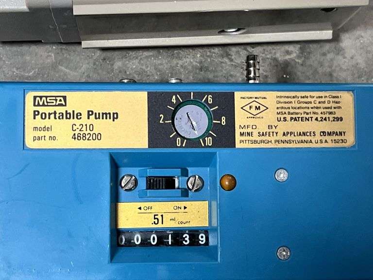 MSA portable pump, and MSA pump regulator, up to 24"W x 7"H case ...