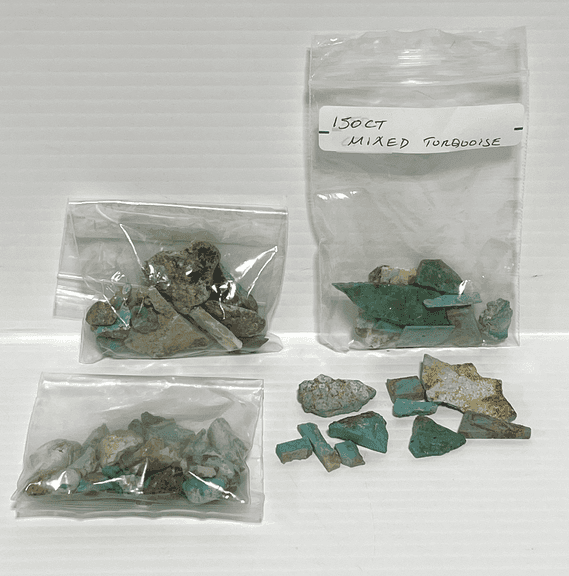 (3) Bags of assorted turquoise, with 150-carats each, total of 450 ...