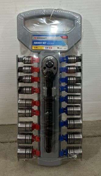 (19) Piece set of sockets with rack, 3/8" drive, mm and SAE, new ...