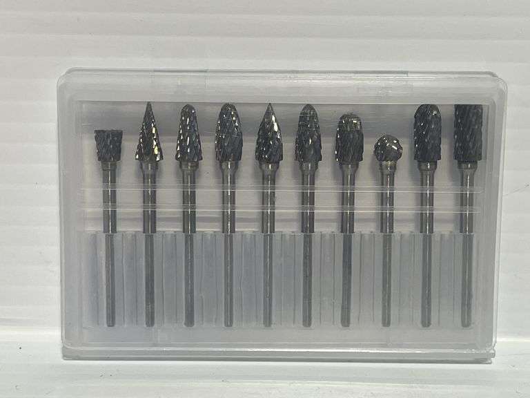 (10) Double cut carbide rotary bit set, shank and head length, tungsten ...