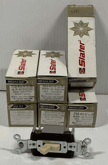 (6) Slater 614-BR 4-way switches, unused, NOS - Albrecht Auction Service
