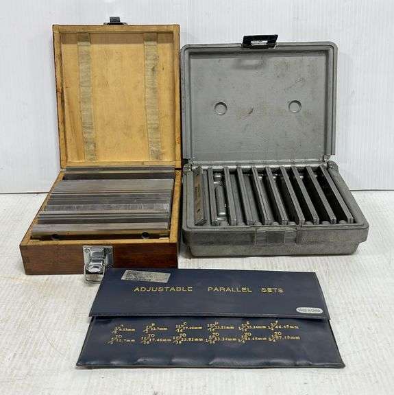 Brown Sharpe parallel set, Parallels in wood box, Various adjustable ...