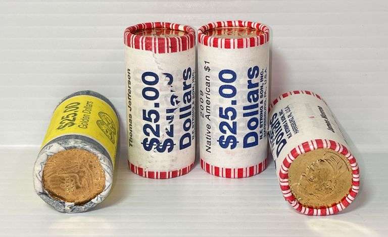 (4) $25.00 Rolls, directly from the US Mint, includes: Thomas Jefferson ...