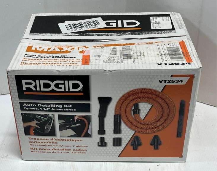 RIDGID wet/dry shop vac auto detailing kit, includes a premier 11/4" x ...