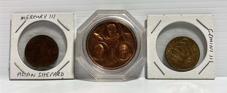(3) NASA Space Commemorative coins, include: Copper Apollo XI; Men on ...