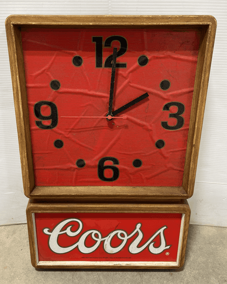 "Coors" Clock, 13 1/2" x 21", works well, some wear - Albrecht Auction ...