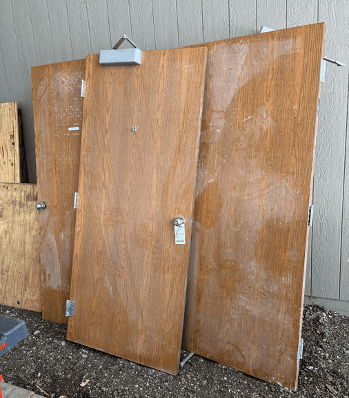 (9) Solid core doors, most with hardware, 36" x 83"H, good, used, very ...