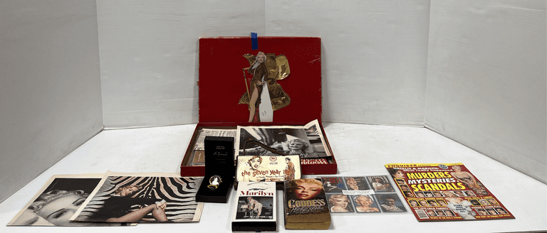 Newspaper clippings, cards, postcards, the seven year itch wallet star ...