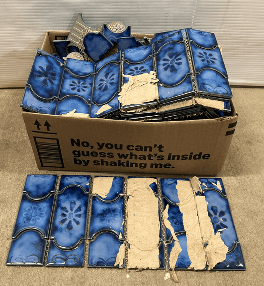 Antique blue tile, pieces up to 2"W x 4"L - Albrecht Auction Service