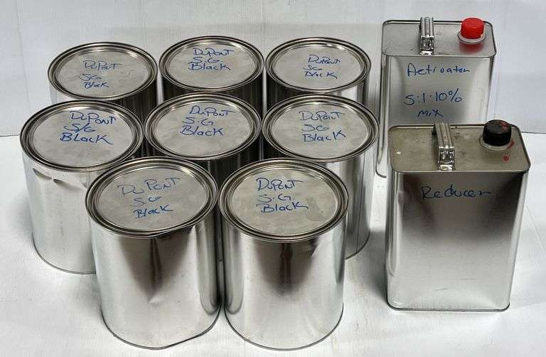 (8) Gallons of DuPont semi-gloss black industrial paint, and (2) 5:1 10 ...
