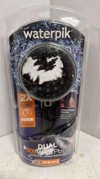 Waterpik "Dual Power Pulse", in flat black finish, 6-different spray ...