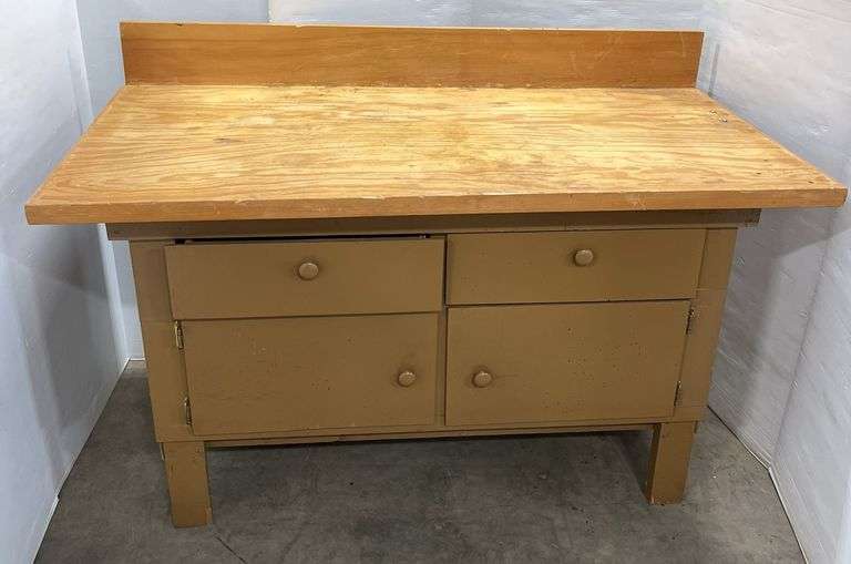 Wooden work bench with two levels, 60"W x 31"D x 42"H - Albrecht ...