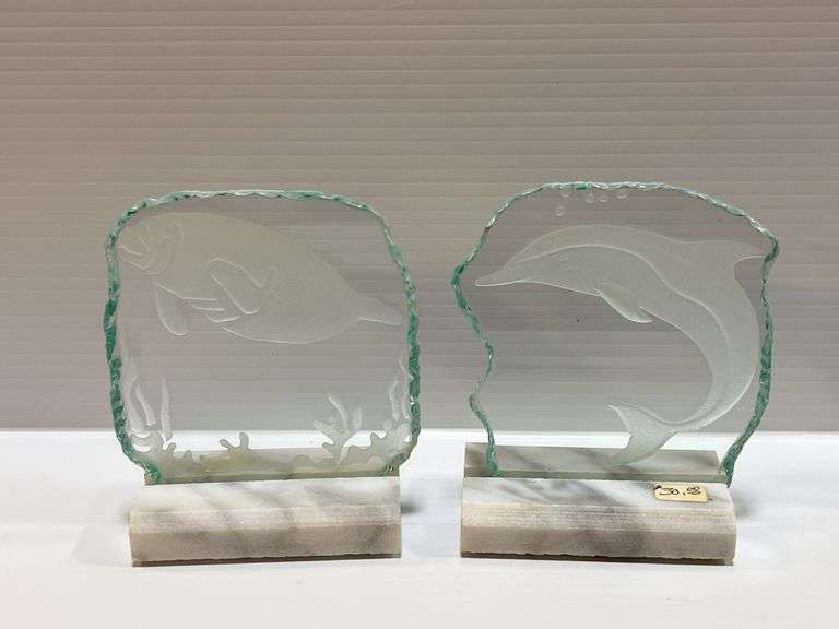 Older Emile Dekel hand carved lucite sculptures, include: Pelican ...