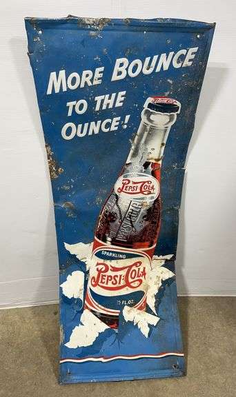 Older original aluminum "Pepsi-Cola, More Bounce to the Ounce" large ...