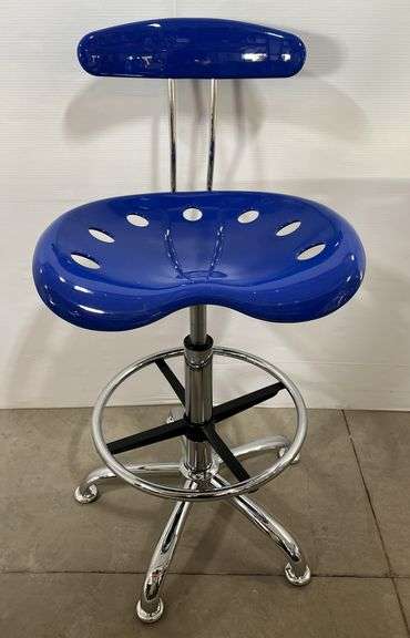Flash Furniture vibrant nautical blue and chrome drafting stool with ...