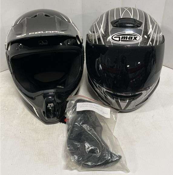 (2) Helmets, include: GMAX model 38X helmet with dark shield, DOT 2XL ...