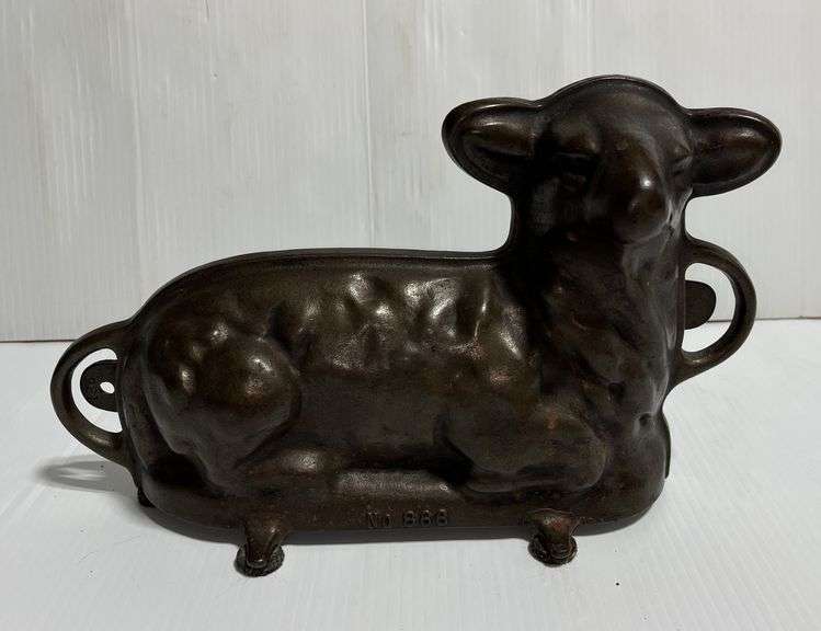 Antique cast iron metal and bronze lamb chocolate mold, No. 866 ...