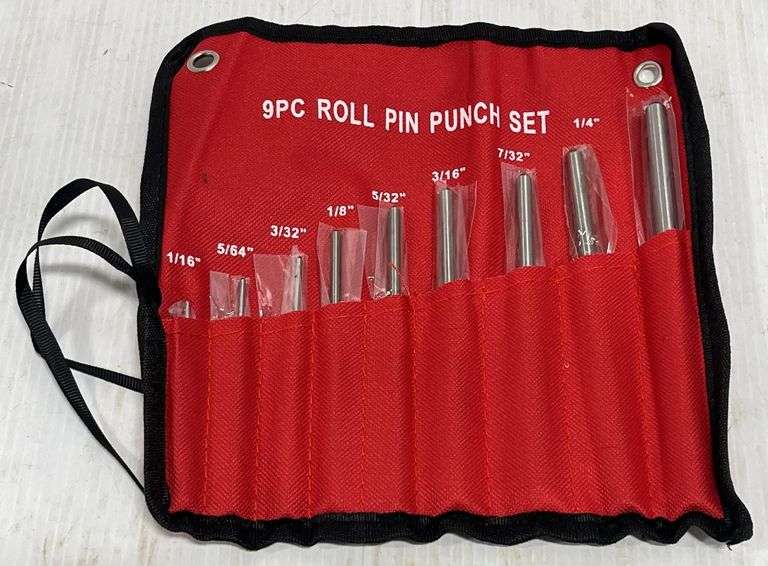 9-Piece roll pin punch set, 1/16" to 5/16" handles with comfort grip ...