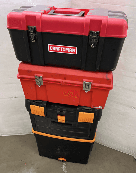 (3) Tool boxes with tools, up to 19"W x 24"H - Albrecht Auction Service