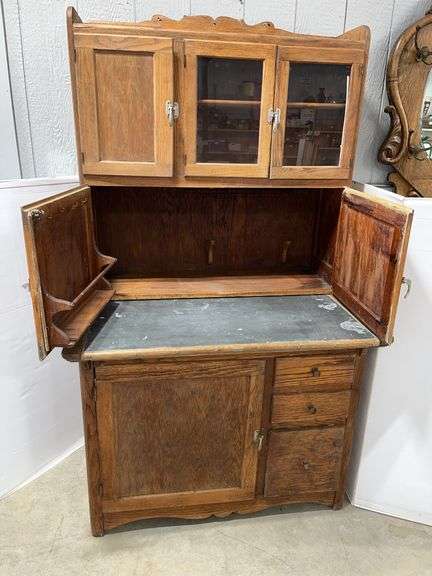 The Hoosier Kitchen Cabinet, Pat. May 15, 1908, two-piece, antique with ...
