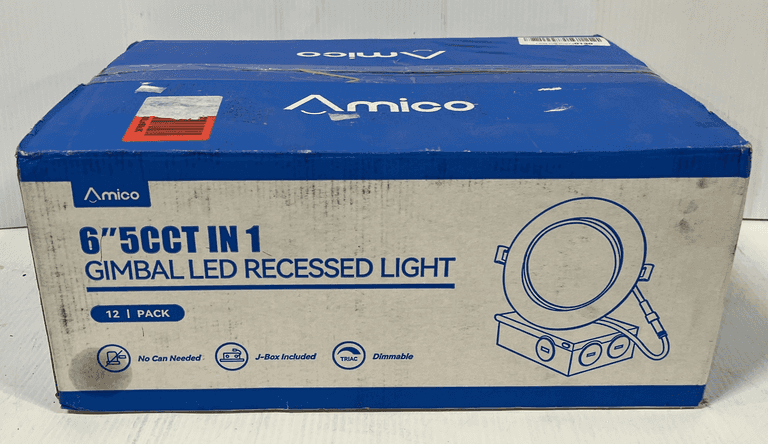 Amico 12-pack of 6" 5CCR in 1, Gimbal LED recessed lighting, no can ...