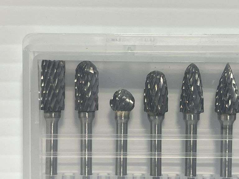 (10) Double cut carbide rotary bit set, shank and head length, tungsten ...