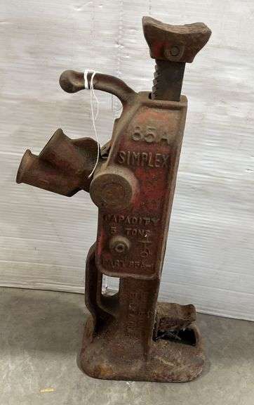 5-Ton Simplex RR jack, 20"H, fair - Albrecht Auction Service