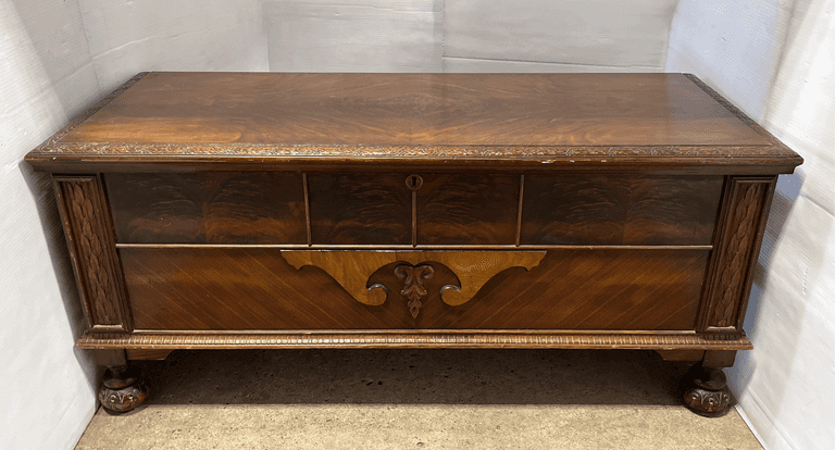 Wooden ROOS cedar chest, 48"W x 19"D x 21"H, has some scratches ...
