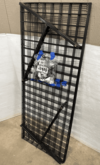 Gondola floor standing rolling base display rack with hooks, four grid ...